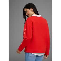 Fayn Sports Damen FAYN SPORTS Sweater, Weite Oversize‐Passform mit Logo‐Print auf Brust und &Auml;rmel rot 48/50
