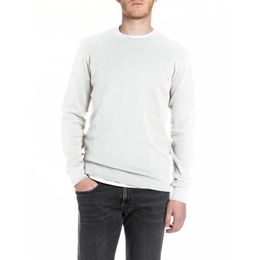 Replay Herren Longsleeve Regular Fit, Rundhalsform wei&szlig; M