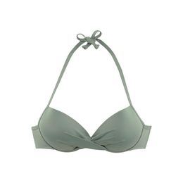 s.Oliver Damen s.Oliver Push-Up-Bikini-Top &raquo;Spain&laquo; in Wickeloptik gr&uuml;n 34, Cup A