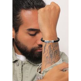 Kuzzoi Herren Armband &raquo;Herren Echtleder Schlange Geflochten 925 Silber&laquo; silber