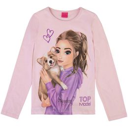 Topmodel M&auml;dchen TOPModel Langarmshirt mit gro&szlig;em Top Model Frontmotiv rosa 140