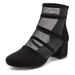 Lascana Damen Lascana Stiefelette &raquo;Ankle Boots, Stiefel&laquo; mit modischen Mesh-Eins&auml;tzen und Blockabsatz VEGAN schwarz 40