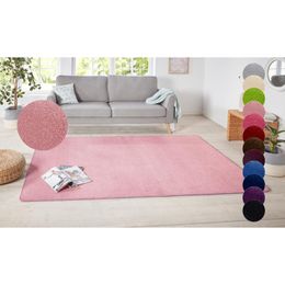 Hanse Home Teppich &raquo;Shashi&laquo; rechteckig 8,5 mm H&ouml;he Kurzflor, Unifarben, L&auml;ufer, weich, Esszimmer, Kinderzimmer, Flur rosa Kunstfaser