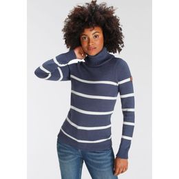Kangaroos Damen Kangaroos Rollkragenpullover in l&auml;ssiger Form mit Kontraststreifen blau 48/50