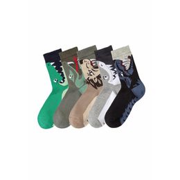 Quelle Herren Socken Packung, 5 Paar tlg. mit Tiermotiven bunt 19-22