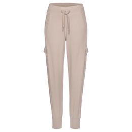 Venice Beach Damen Jogginghose mit seitlichen Taschen am Bein, Cargohose, Sweathose beige 38, N-Gr