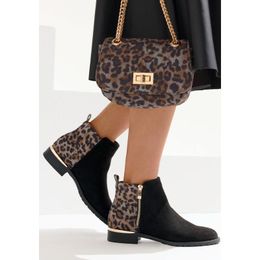 Lascana Damen Lascana Stiefelette &raquo;Ankle Boots, Stiefel&laquo; mit Leo-Print VEGAN schwarz 36