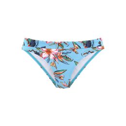 Lascana Damen Lascana Bikini-Hose &raquo;Malia&laquo; mit Umschlagbund mit tropischem Print blau 34, N-Gr
