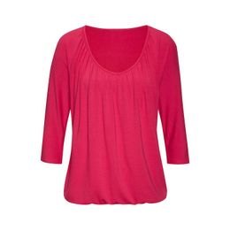 Lascana Damen Lascana 3/4-Arm-Shirt &raquo;mit zarter Raffung am Ausschnitt&laquo; aus weichem Viskose-Stretch pink 32/34