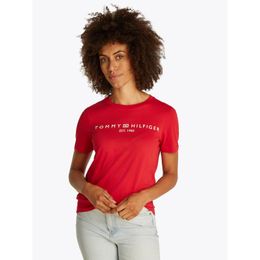 Tommy Hilfiger Kurzarmshirt »REG CORP LOGO C-NK mit Logoschriftzug und Stickerei« Baumwolle Primary Red XXXL(46) XXXL(46) Basic T-Shirt von TOMMY...