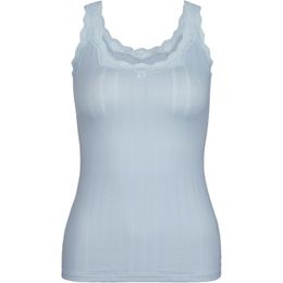 Calida Damen Calida Tanktop &raquo;Etude Toujours&laquo; zarte Spitze, Nadelstreifen-Design, Cotton-Mix, elastisch blau M (44/46)
