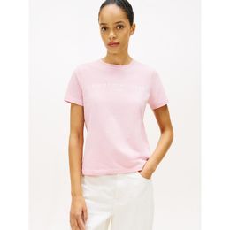 Tommy Hilfiger Kurzarmshirt »REG CORP LOGO C-NK mit Logoschriftzug und Stickerei« Baumwolle Pink XXXL(46) XXXL(46) Basic T-Shirt von Tommy Hilfiger