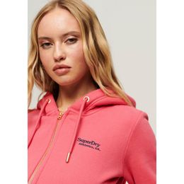 Superdry Damen &raquo;ESSENTIAL LOGO ZIP HOODIE&laquo; mit Logostickerei pink XS