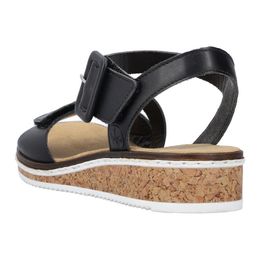 Rieker Riemchensandale, Sommerschuh, Sandalette, Keilabsatz, mit asymmetrischem Riemchen schwarz 40 40 Klettverschlüsse sorgen für individuelle...
