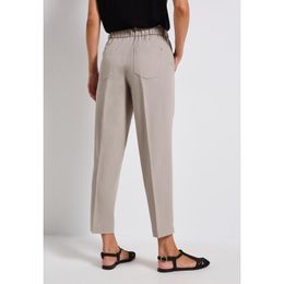 Street One Damen Street One Paperbag-Hose im Melange-Look und mit Stretch beige 42, L&auml;nge 28