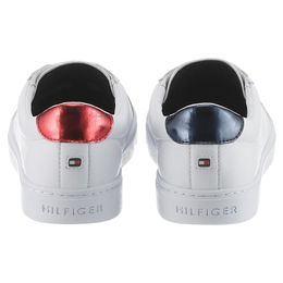 Tommy Hilfiger Damen Sneaker &raquo;ESSENTIAL SNEAKER&laquo; , Freizeitschuh, Halbschuh, Schn&uuml;rer, Kontrastbesatz an der Ferse wei&szlig; 38