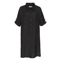 Lascana Longbluse aus leichter Webware mit Leinenanteil, luftiges Blusenkleid schwarz 36 36 3/4-Ärmel mit Riegel und Knopf