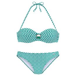 JETTE Damen JETTE B&uuml;gel-Bandeau-Bikini mit Zier-Accessoires gr&uuml;n 34, Cup B