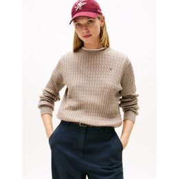 Tommy Hilfiger Rundhalspullover »CO CABLE C-NK LS SWEATER« Baumwolle, mit Zopfmuster Heathered Taupe XXL (44) XXL (44) Pullover von Tommy Hilfiger