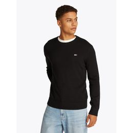 Tommy Jeans Herren Rundhalspullover &raquo;TJM SLIM ESSENTIAL LIGHT SWEATER&laquo; mit Flag-Patch schwarz 3XL
