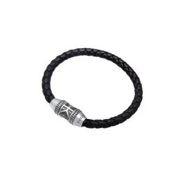 Kuzzoi Herren Armband &raquo;Herren Leder Logo Magnet-Verschlu&szlig; 925 Silber&laquo; silber