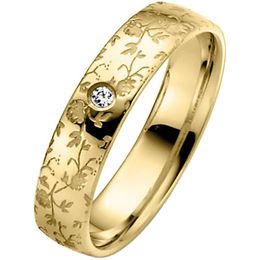 Firetti Damen Trauring &raquo;Schmuck Geschenk Gold 375 Hochzeit Ehering LIEBE Zweig Bl&auml;tter Blumen&laquo; Made in Germany - wahlweise mit oder ohne Brillant gold