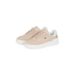 Tommy Hilfiger Damen Plateausneaker &raquo;ESSENT BASKET SNEAKER METALLIC&laquo; , Freizeitschuh, Halbschuh, Schn&uuml;rschuh mit seitlicher Logoflagge rosa 37