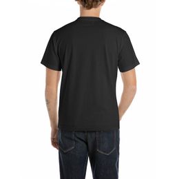 Replay Herren T-Shirt mit 981-Print auf der Brust schwarz L