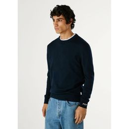 Pepe Jeans Herren Strickpullover &raquo;ANDRE CREW NECK&laquo; mit Rundhals, Logo-Jacquard blau L