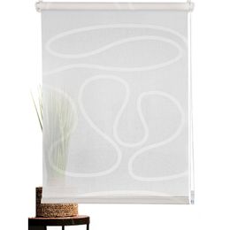 mydeco Seitenzugrollo &raquo;Win move&laquo; Lichtschutz Sichtschutz ohne Bohren freih&auml;ngend mit stylischem Muster wei&szlig; Polyester