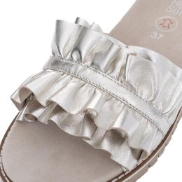 Ara Damen Pantolette &raquo;KENT&laquo; , Slides, Flats, Sandale mit geraffter Bandage silber 38