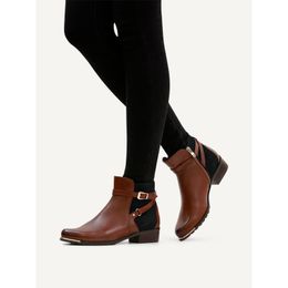 Caprice Damen Stiefelette , Blockabsatz, Boots mit Zierschnalle und Zierriemchen braun 39