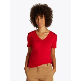Tommy Hilfiger T-Shirt »SLIM CODY V-NK SS mit V-Ausschnitt und Streifen«, Baumwolle, slim fit Primary Red M (38) M (38) Basic T-Shirt von TOMMY...