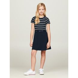 Tommy Hilfiger Kinder Jerseykleid &raquo;ESSENTIAL SKATER DRESS&laquo; mit Markenlabel am Bund blau 86, N-Gr