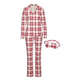 Lascana Pyjama Set, 3-teilig, incl. Schlafmaske weiß kariert 36/38 36/38 Klassisch geschnittener Pyjama mit Karoprint