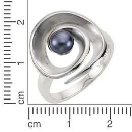 ZEEme Damen Fingerring &raquo;Silber 925 rhodiniert mit schwarzer Perle&laquo; wei&szlig;