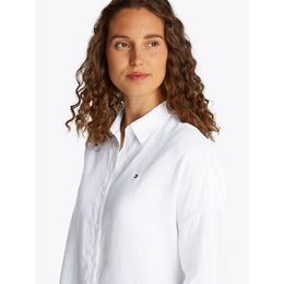 Tommy Hilfiger Damen 3/4-Arm-Shirt &raquo;ESS LINEN LOOSE 3-4 SLEEVE SHIRT&laquo; mit 3/4-&Auml;rmel, Logostickerei,k&uuml;hlendes Premium Leinen wei&szlig; 38