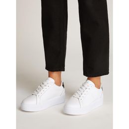 Tommy Hilfiger Damen Plateausneaker &raquo;TH PLATFORM COURT SNEAKER&laquo; , Freizeitschuh, Halbschuh, Schn&uuml;rschuh, Kontrastbesatz an der Ferse wei&szlig; 41