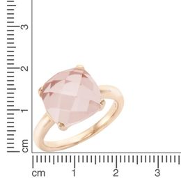 JAMELLI Damen Fingerring &raquo;Silber 925 ros&eacute;-vergoldet mit echtem Rosenquarz 12mm&laquo; rot