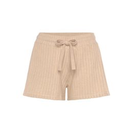 Lascana Damen Lascana Shorts Lounge-/ Strickshorts meliert mit Bindeband, Loungewear beige 32/34, N-Gr