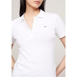 Tommy Hilfiger Damen Poloshirt &raquo;1985 SLIM PIQUE POLO SS&laquo; mit Logo-Flag wei&szlig; XL (42)