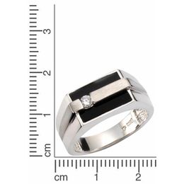 Firetti Herren Fingerring &raquo;Schmuck Geschenk Silber 925 Silberring Ringkopf eckig&laquo; mit Onyx, Zirkonia (synth.) wei&szlig;