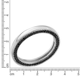 Celesta Damen Celesta Fingerring &raquo;Silber 925 rhodiniert mit 104 schwarzen Zirkonia-Steinen&laquo; silber