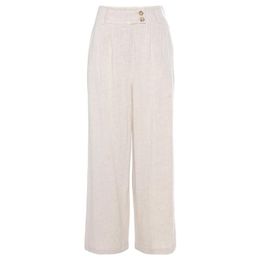 Lascana Bundfaltenhose mit Taschen und Knopfdetail, weites Bein, Leinenhose, Sommerhose sand 34 - N-Gr N-Gr 34 Webhose mit zwei Knöpfen am Bündchen