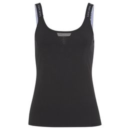 active by Lascana Lascana Active Damen LASCANA ACTIVE Funktionsshirt mit beschrifteten Tr&auml;gern und Mesh-Einsatz schwarz S (36/38)
