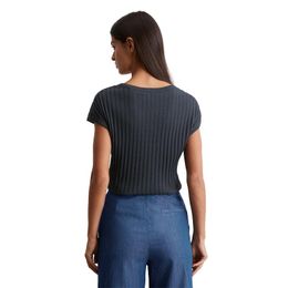 Marc O'Polo Marc O'polo Damen Marc O'Polo T-Shirt luftiges Strickgewebemuster, slim fit blau XS