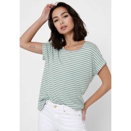 Only Damen Only Kurzarmshirt &raquo;ONLMOSTER STRIPE S/S O-NECK TOP JRS NOOS&laquo; gestreift, l&auml;ssig geschnitten, Jersey, Rundhals, Viskosemischung gr&uuml;n XL (42)