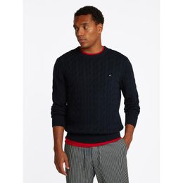 Tommy Hilfiger Herren Strickpullover &raquo;CLASSIC CABLE CREW NECK mit Strukturstrick und Flaglabel&laquo; unifarben, casual, regular fit, Baumwolle, Rundhals 