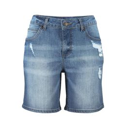 Buffalo Damen Jeansbermudas mit Destroyed-Effekten, Shorts zum Krempeln, kurze Hose blau 36, N-Gr