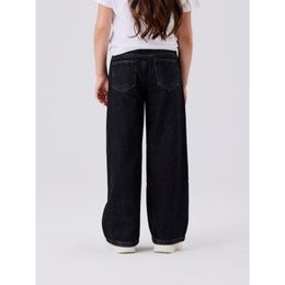 name it M&auml;dchen Weite Jeans &raquo;NKFROSE f&uuml;r M&auml;dchen mit weitem Bein und klassischem Sitz&laquo; normal, Denim, Abriebeffekte, Rei&szlig;verschluss blau 158, N-Gr